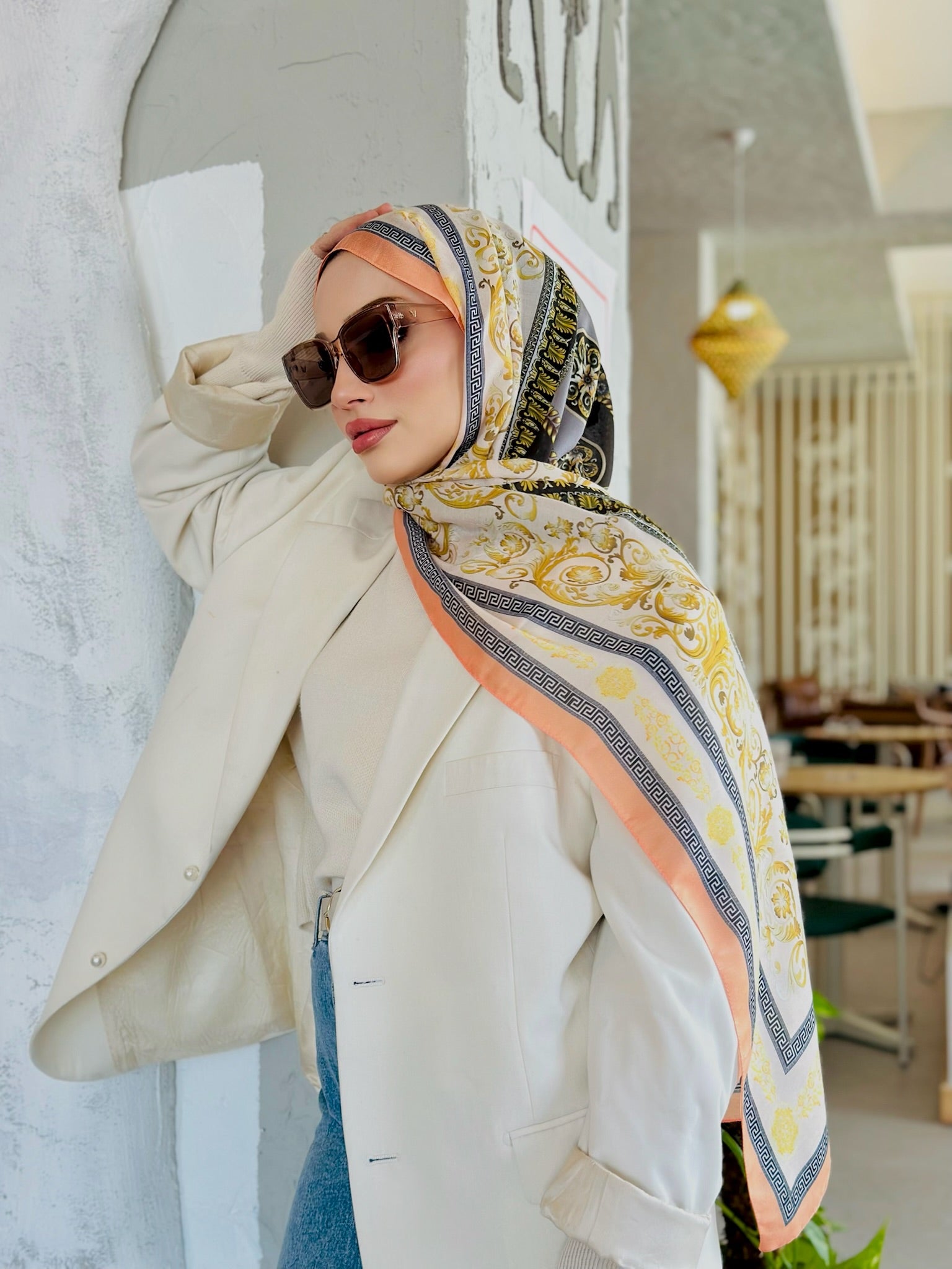 Versace Pamuk İpek Şal - Somon – Oxygen Scarfs